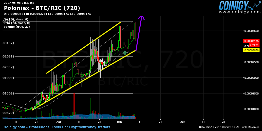 Poloniex BTC/RIC Chart - Published on Coinigy.com on May 8th, 2017 at 9 ...