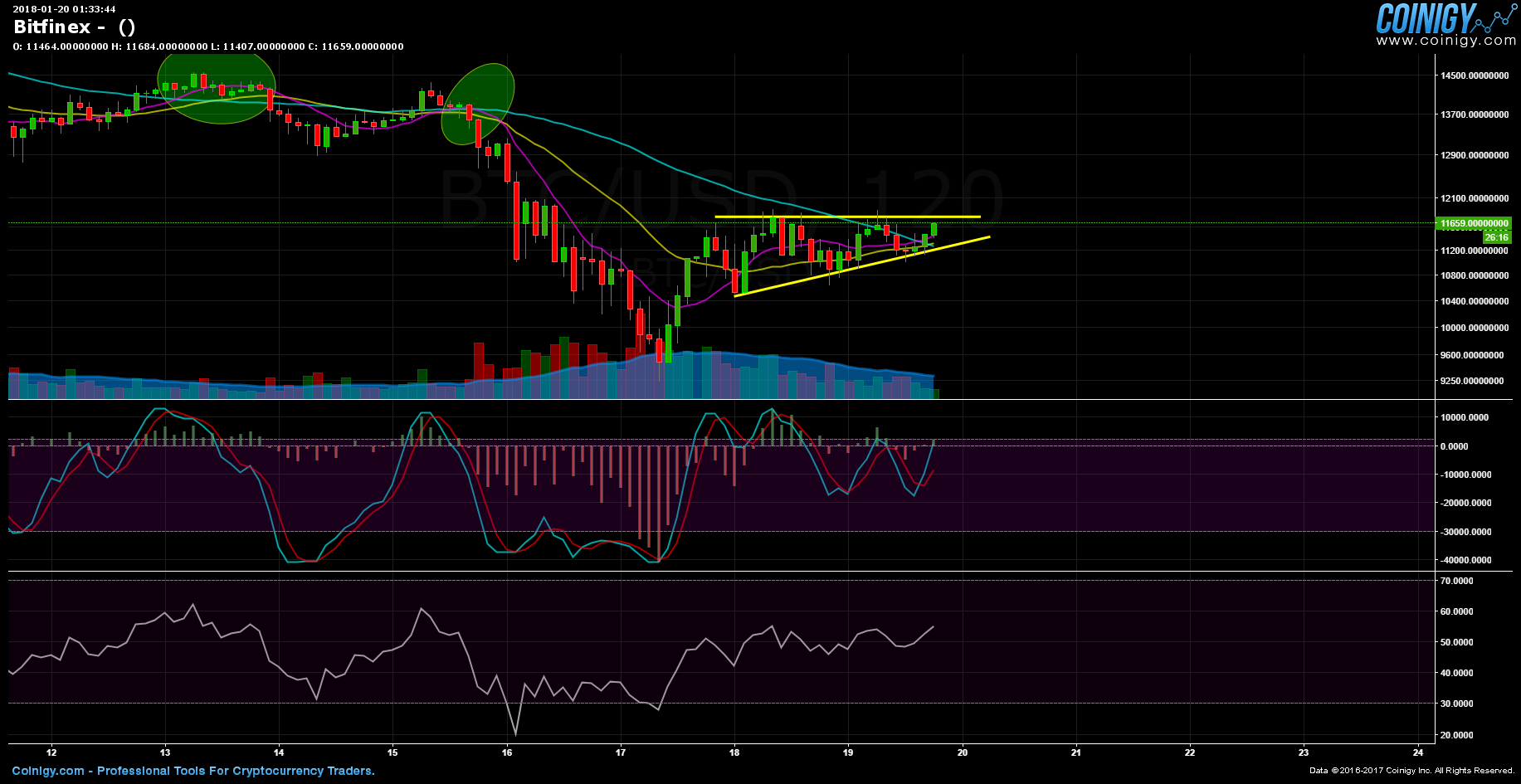 Bitfinex Chart - Published on Coinigy.com on January 20th, 2018 at 1:33 AM.